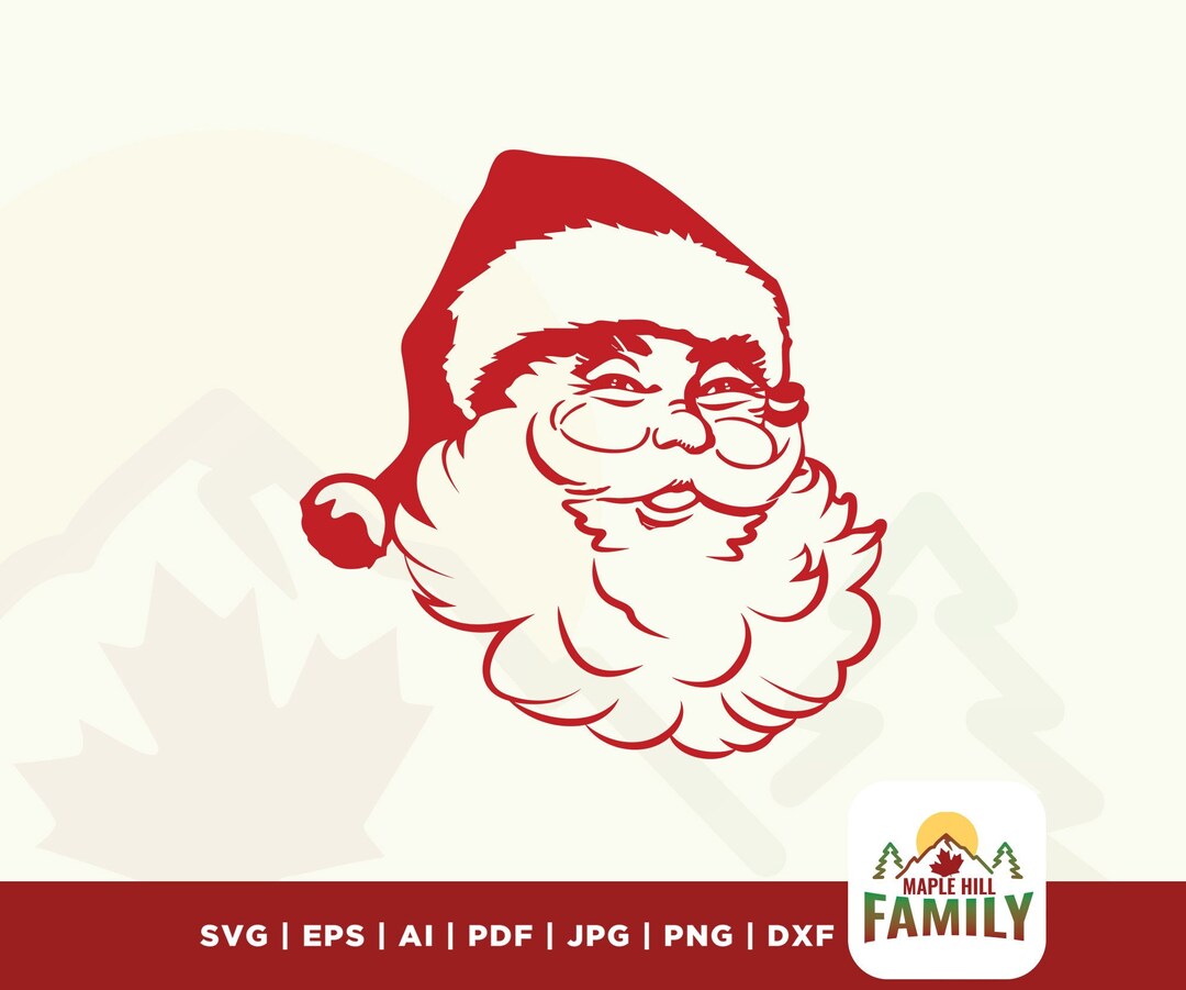Santa Face Svg, Santa Svg, Instant Download, Santa Head Svg, Christmas ...