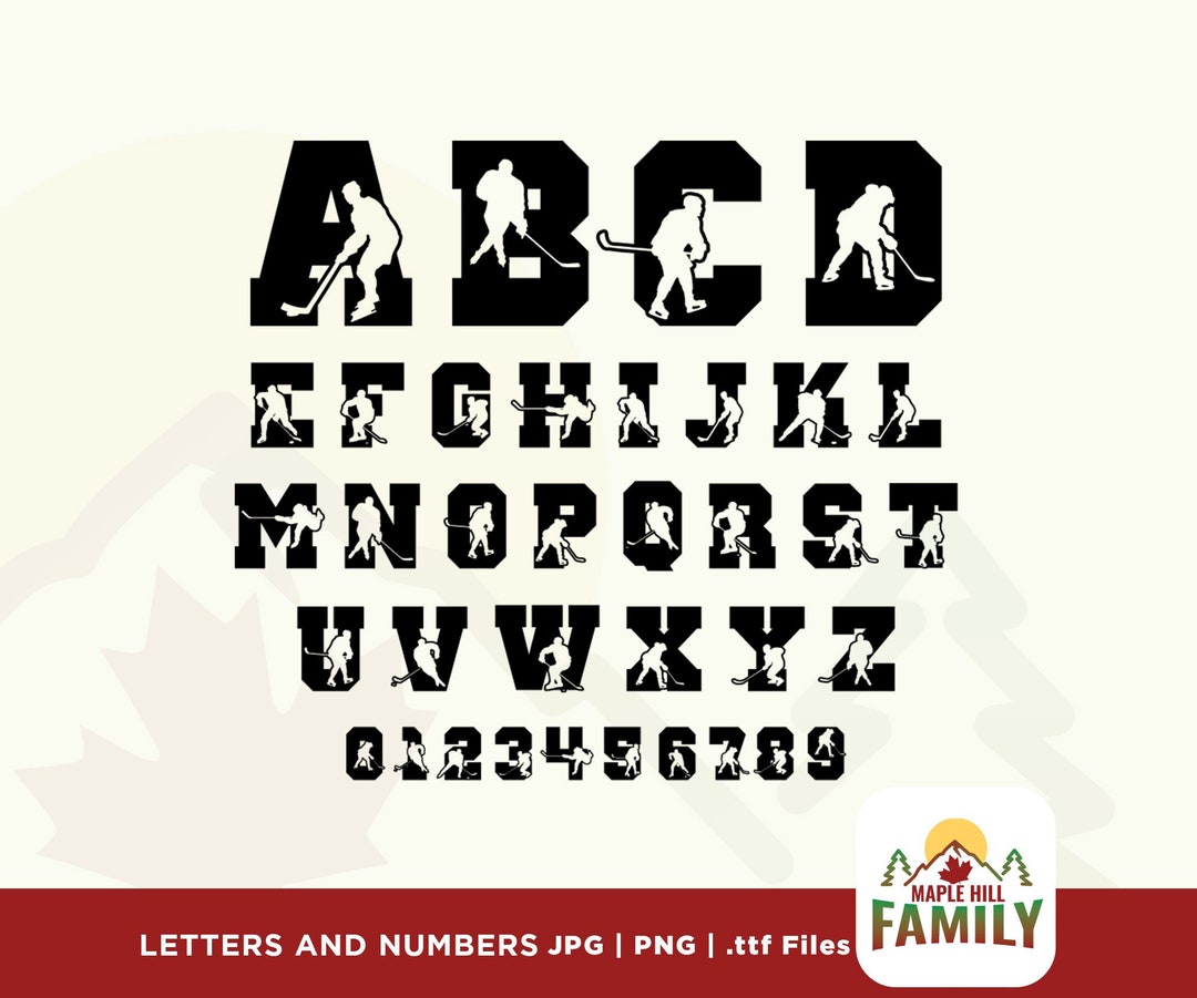 Hockey Svg, Hockey Font, Sports Svg, Hockey Letters, Sport Font Svg ...