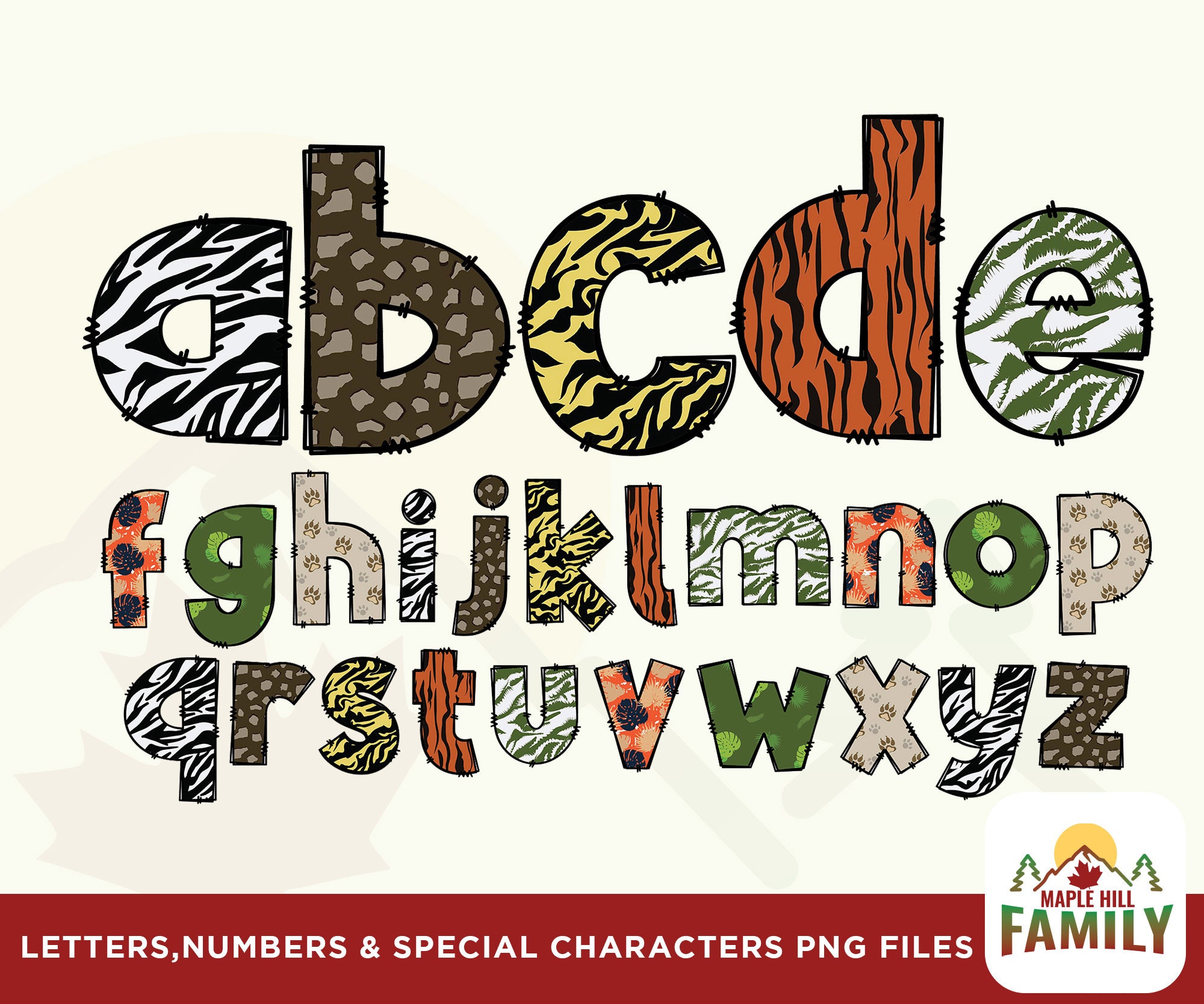 Animal Font Jungle Animal Doodle Letters Jungle Alphabet - Etsy