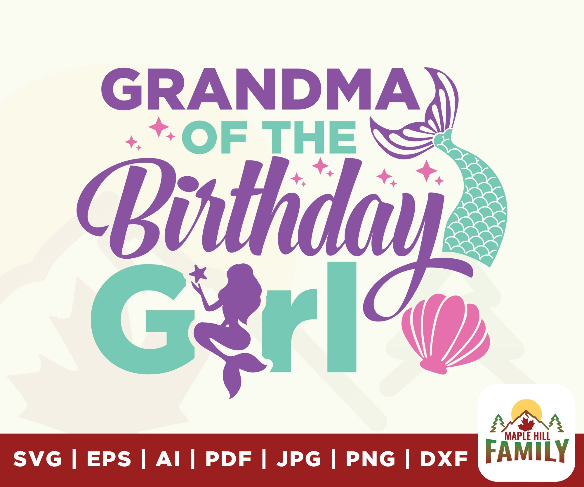 Grandma of the Birthday Girl Svg Mermaid Birthday Matching - Etsy