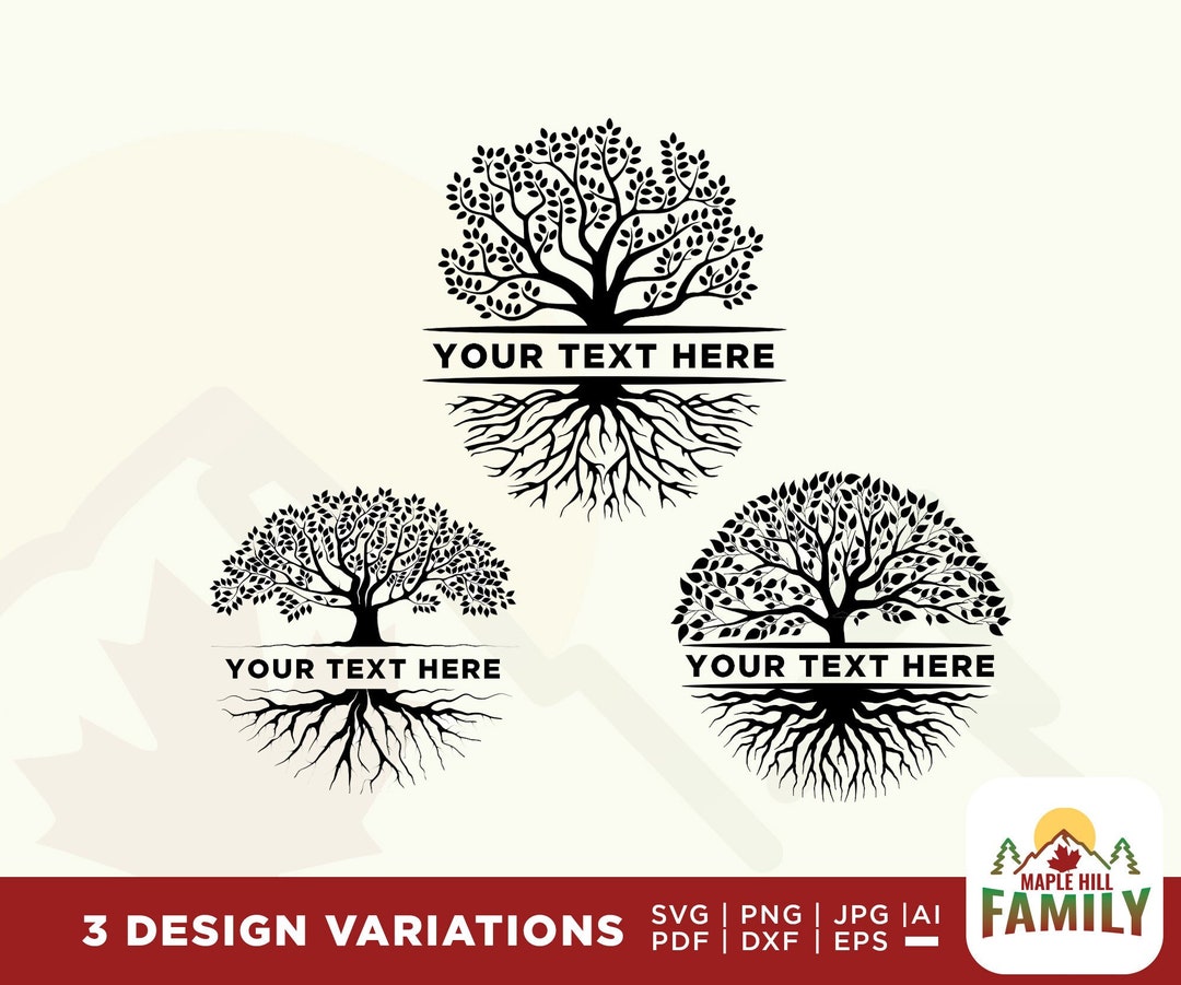 Split Tree Monogram SVG, Split Monogram Tree of Life Svg, Family Tree ...