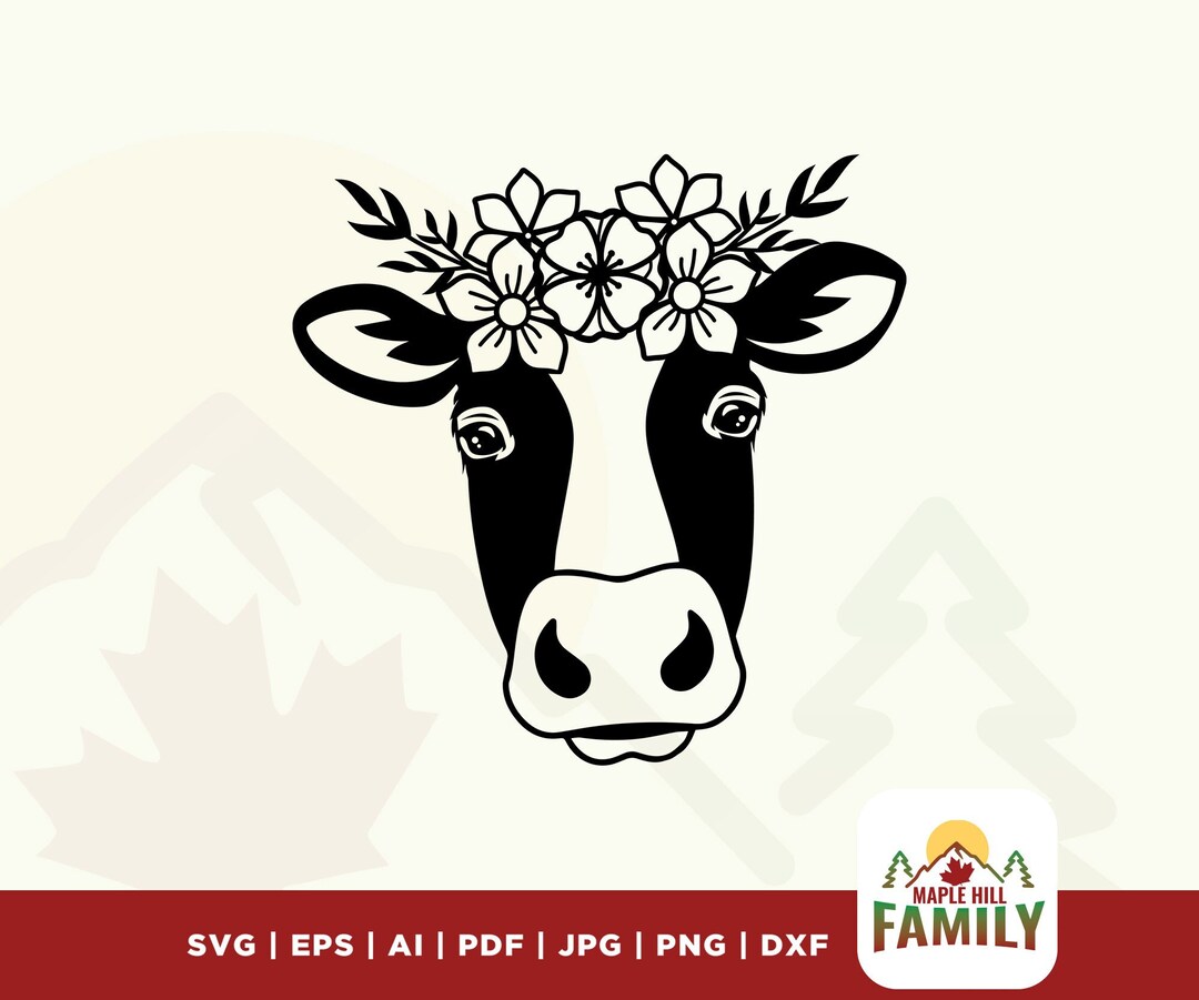 Floral Cow Svg, Baby Cow Svg, Cute Cow Svg, Floral Animal Svg, Floral ...