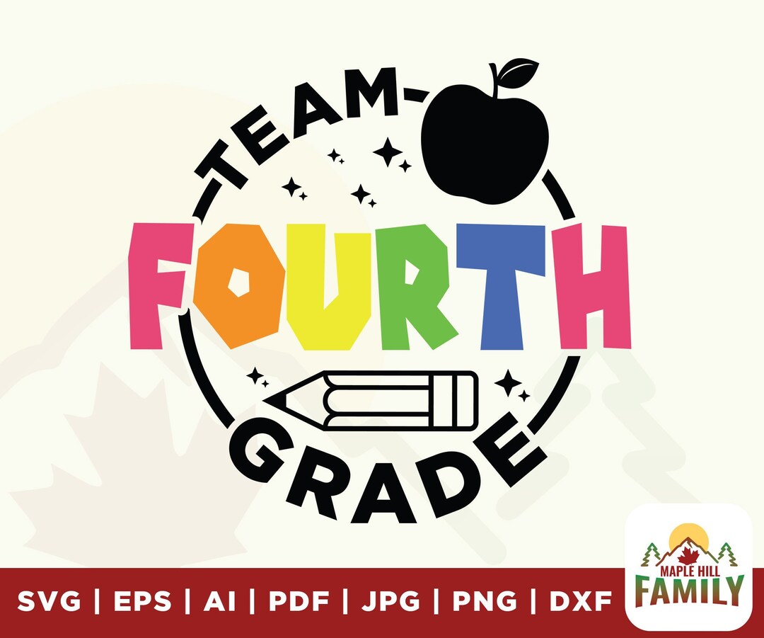 Team Fourth Grade Svg, Fourth Grade Shirt Svg, 4th Grade Gift Svg, 4th ...