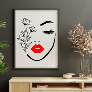 Woman Face With Flowers SVG, Woman Face Svg, Flower Svg, Lip Svg, Girl ...
