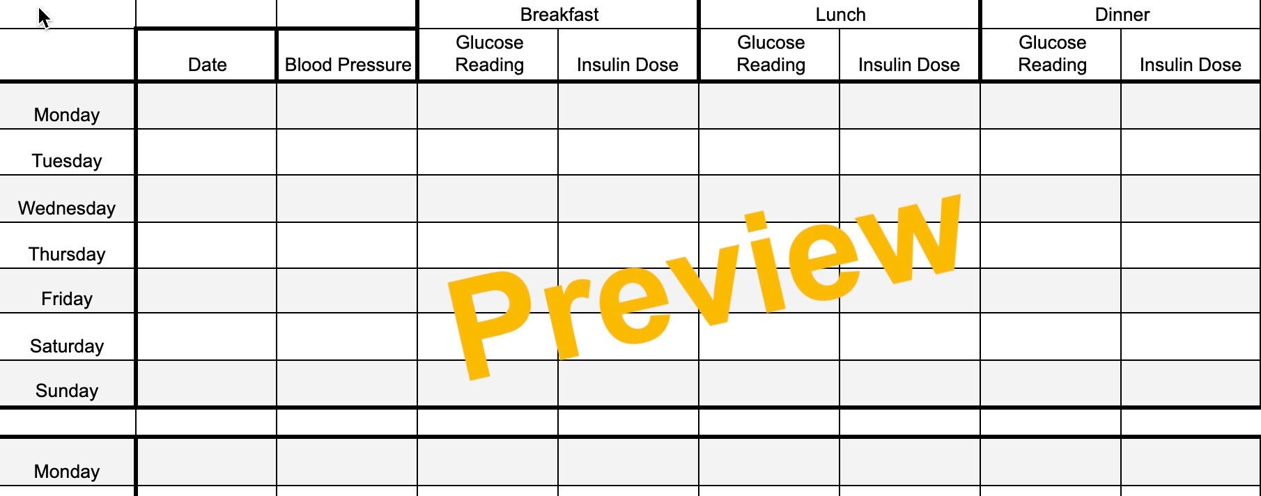 Blood Pressure and Diabetes Glucose/insulin Tracking Sheet - Etsy