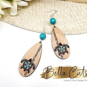 Sea Turtle Earring Svg, Mandala Drop Earrings Acrylic, Tropical Laser ...