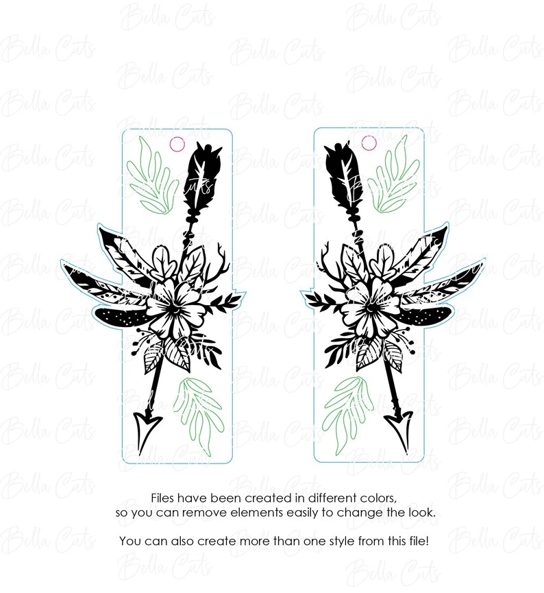 Floral Rustic Boho Arrows Laser Cut Laser Engraved Earrings Digital ...
