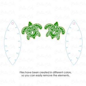 Sea Turtles Laser Cut Dangle Earring SVG File for Wood or Acrylic 332 ...