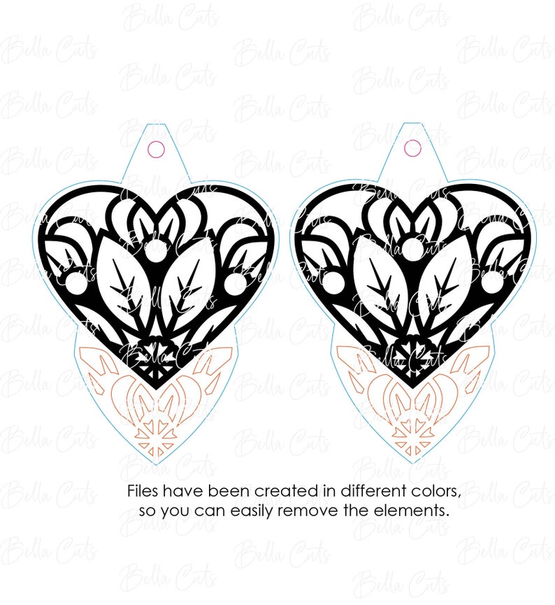Heart Laser Cut Dangle Earring SVG File for Wood or Acrylic - Etsy