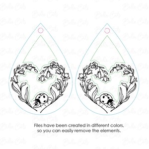 Ladybug Floral Drop Laser Cut Engraved Earrings, Digital File Download ...
