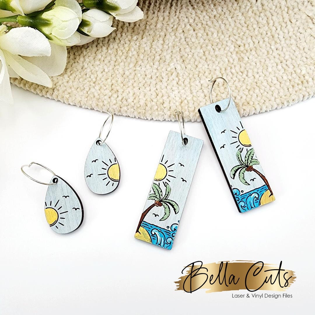 Beach Earring Svg, Earring Svg Files, Laser Cut Svg, Instant Digital ...