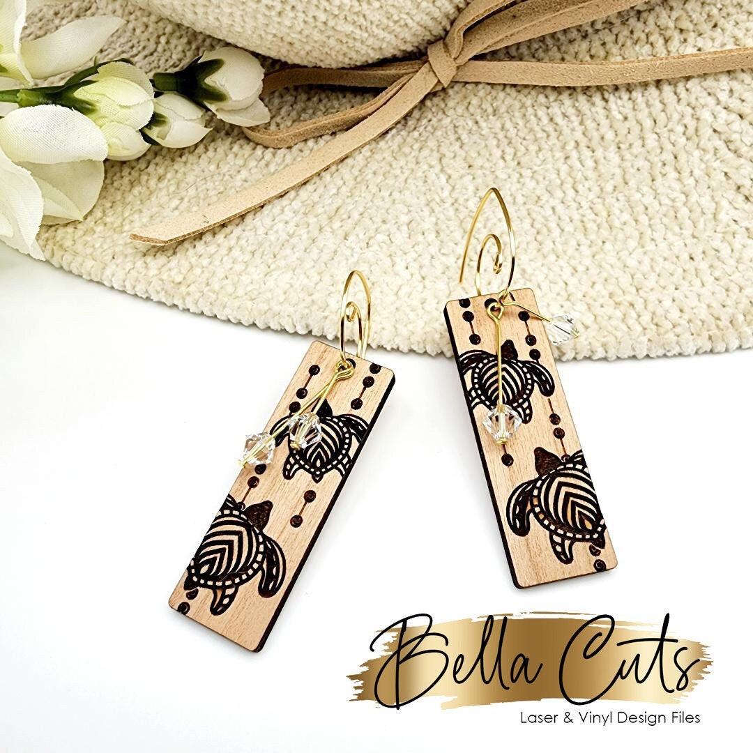 Sea Turtle Earring Laser Cut Dangle Earring SVG File for Wood or ...