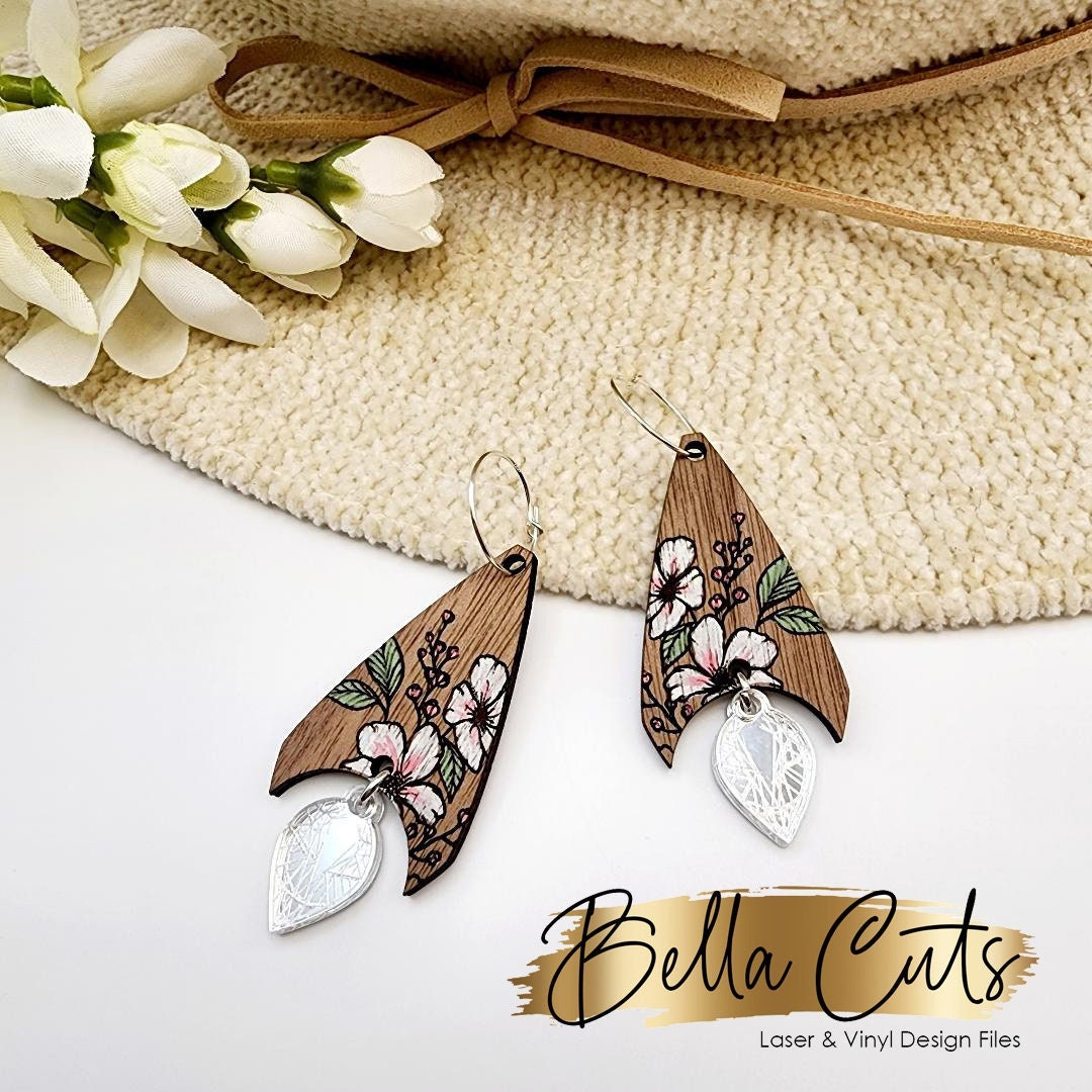 Floral Laser Cut Dangle Earring SVG File for Wood or Acrylic ...