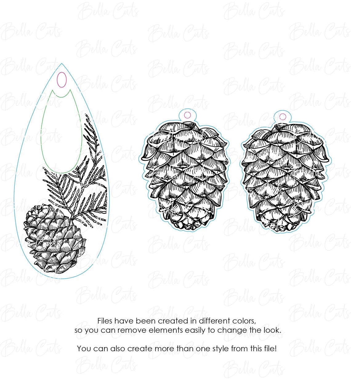 Pine Cone Set Laser Cut Engraved Earrings, Digital File Download, SVG ...