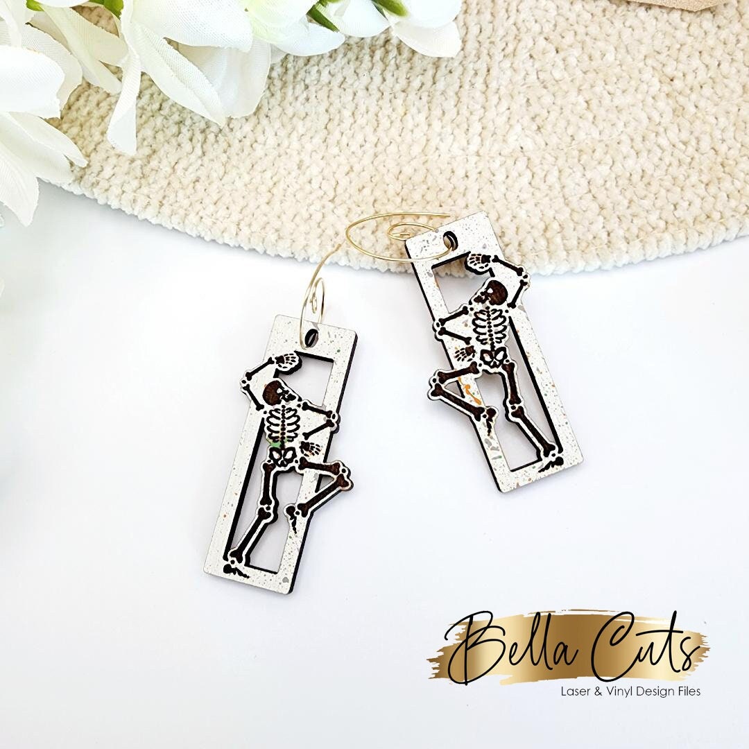 Dancing Skeleton Earrings, Earring Svg Files, Laser Cut Svg, Instant ...