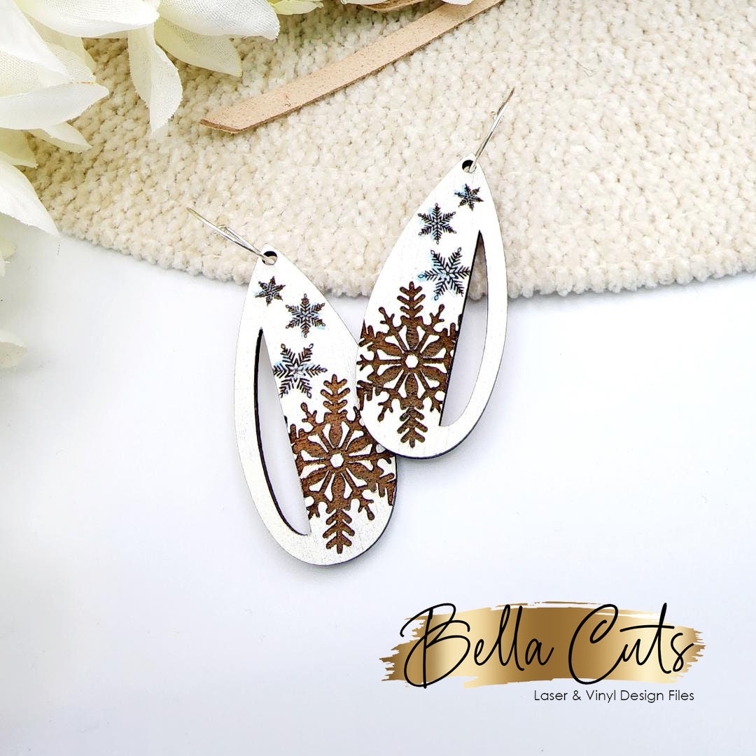 Snowflake Winter Laser Engraved Earrings Digital Download, Laser Cut ...