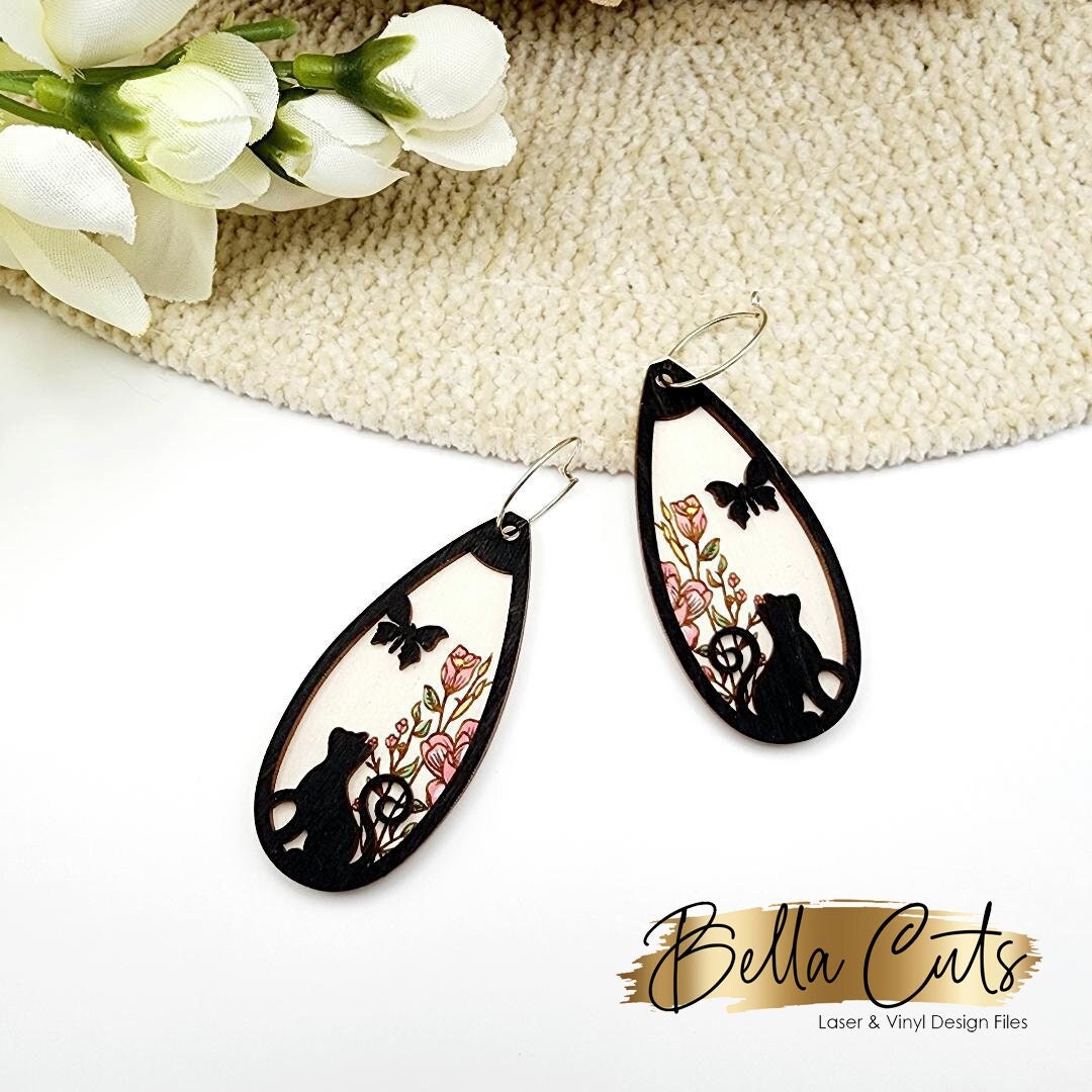 Cat Earring Cut File, Earring Svg Files, Laser Cut Svg, Instant Digital ...