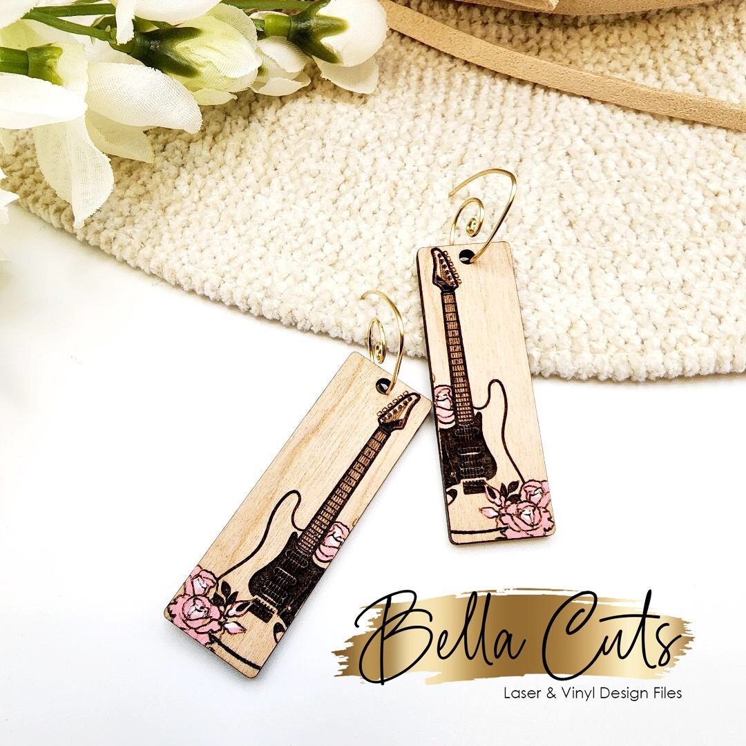 Guitar Music Laser Cut Engraved Earrings, Digital File Download, SVG ...