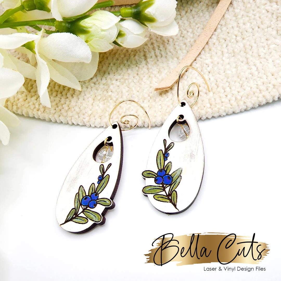 Berry Laser Cut Laser Engraved Earrings Digital File Download, SVG DXF ...