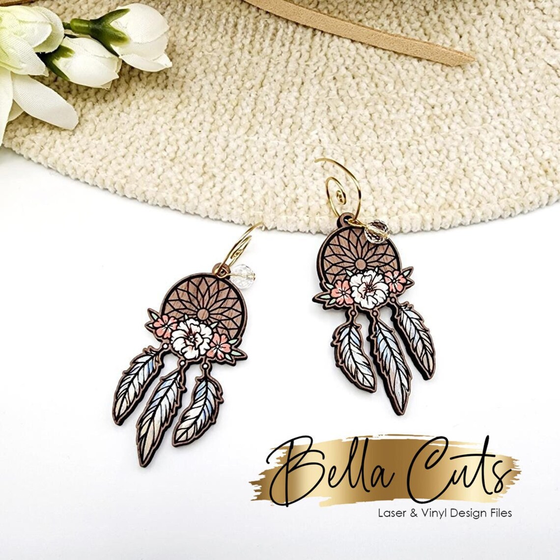 Dreamcatcher Boho Laser Cut Engraved Earrings Digital File - Etsy