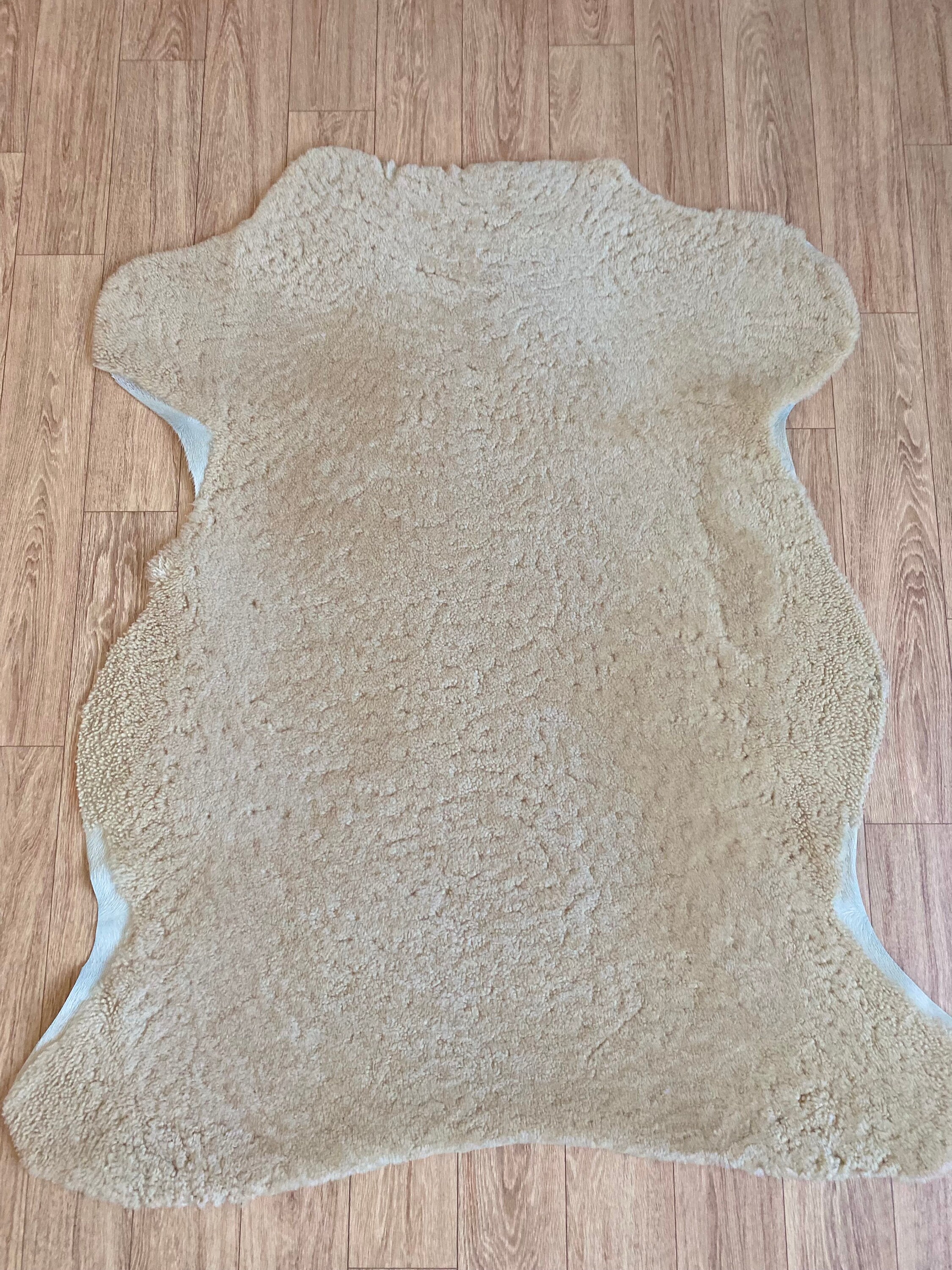 Genuine Sheepskin, Upholstery Leather, Fur Floor Rug, off White and ...