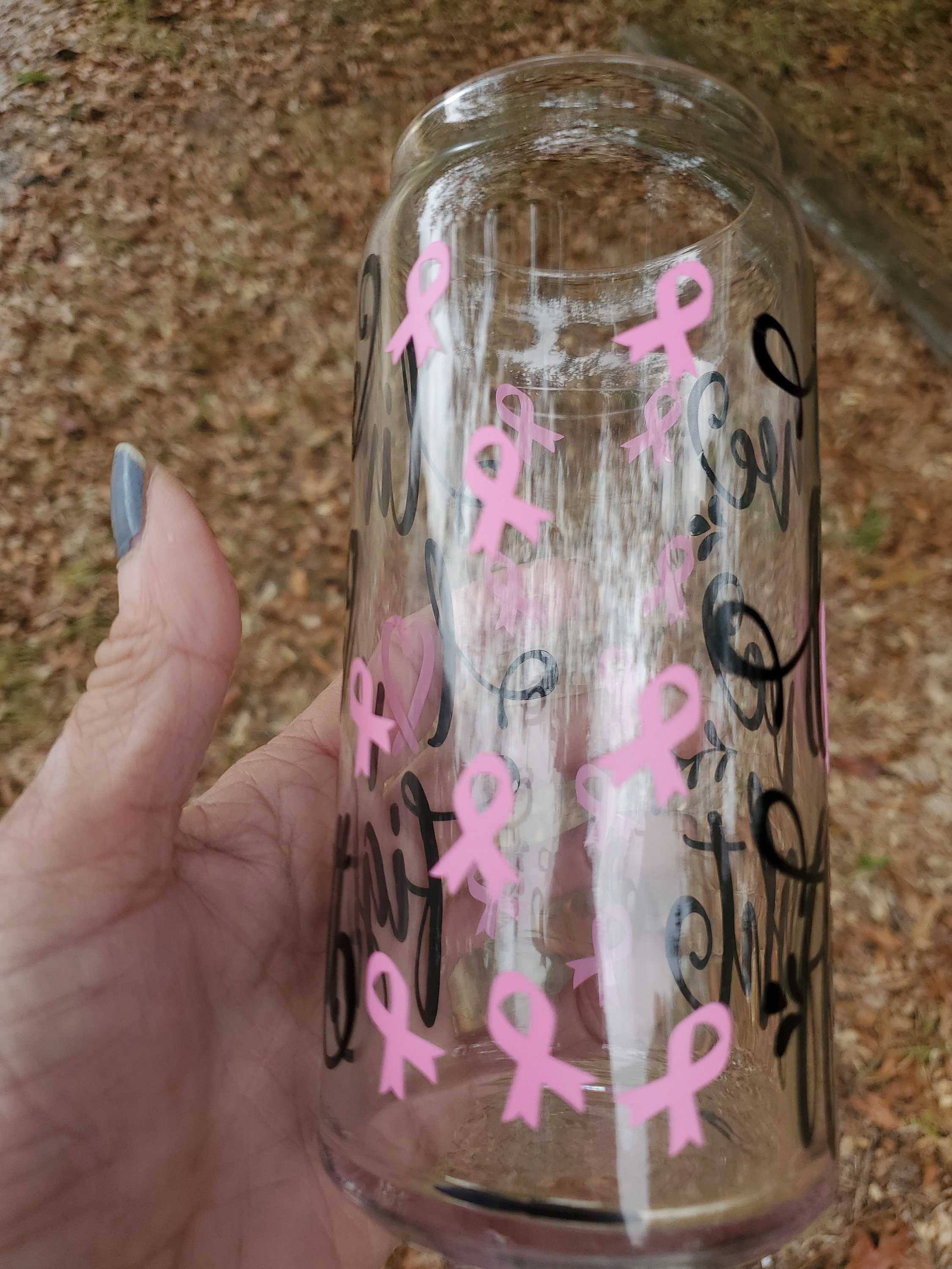 Live Love Fight Glass, Cancer Cup, Gift, Tumblers, Cups, Glasses, Fight ...