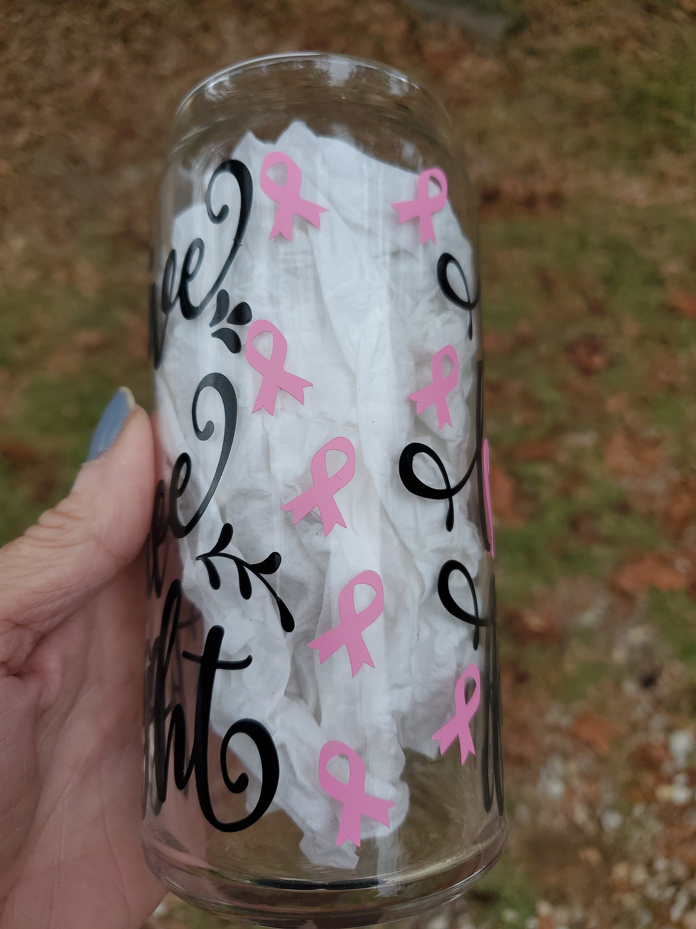 Live Love Fight Glass, Cancer Cup, Gift, Tumblers, Cups, Glasses, Fight ...