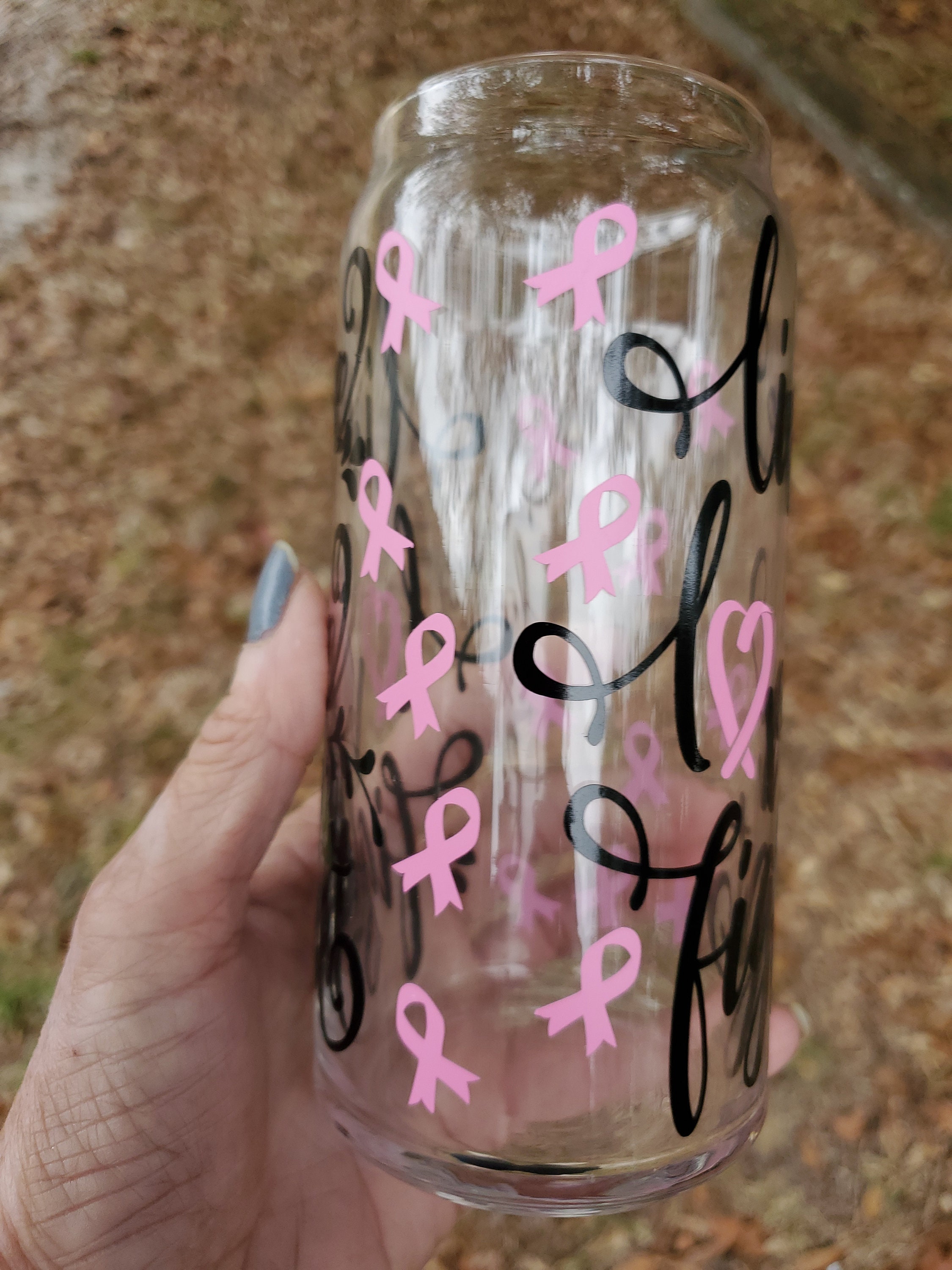 Live Love Fight Glass, Cancer Cup, Gift, Tumblers, Cups, Glasses, Fight ...