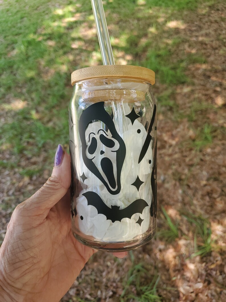 Scream Movie Halloween Spooky Ghost Glass Tumbler Gift for Halloween ...