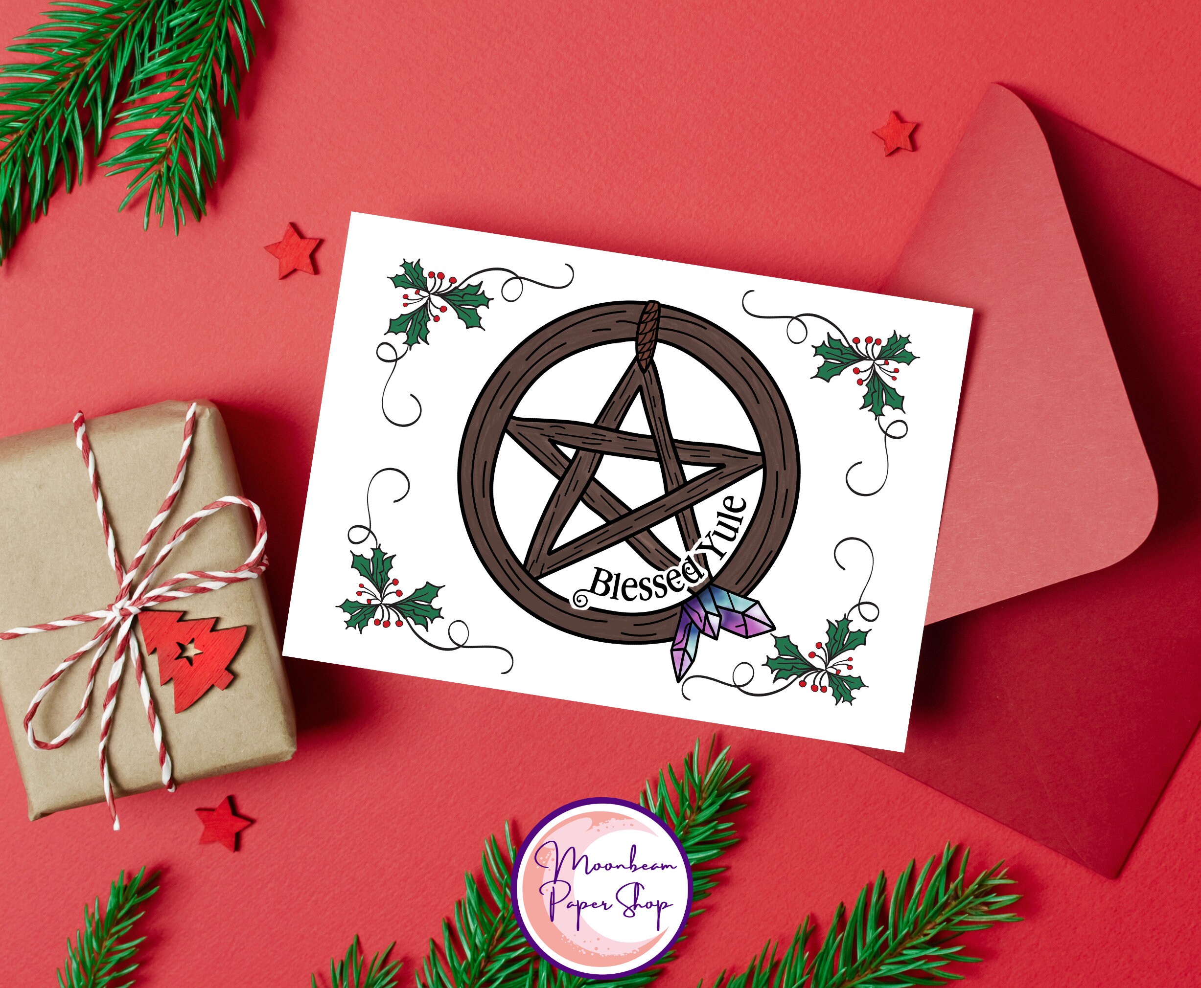Printable Blessed Yule Greeting Card Instant Printable Download 7x5 ...