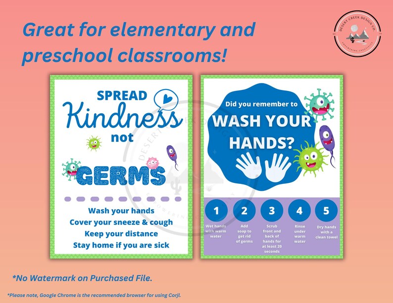 Handwashing Poster Handwashing Sign Elementary Classroom Poster ...