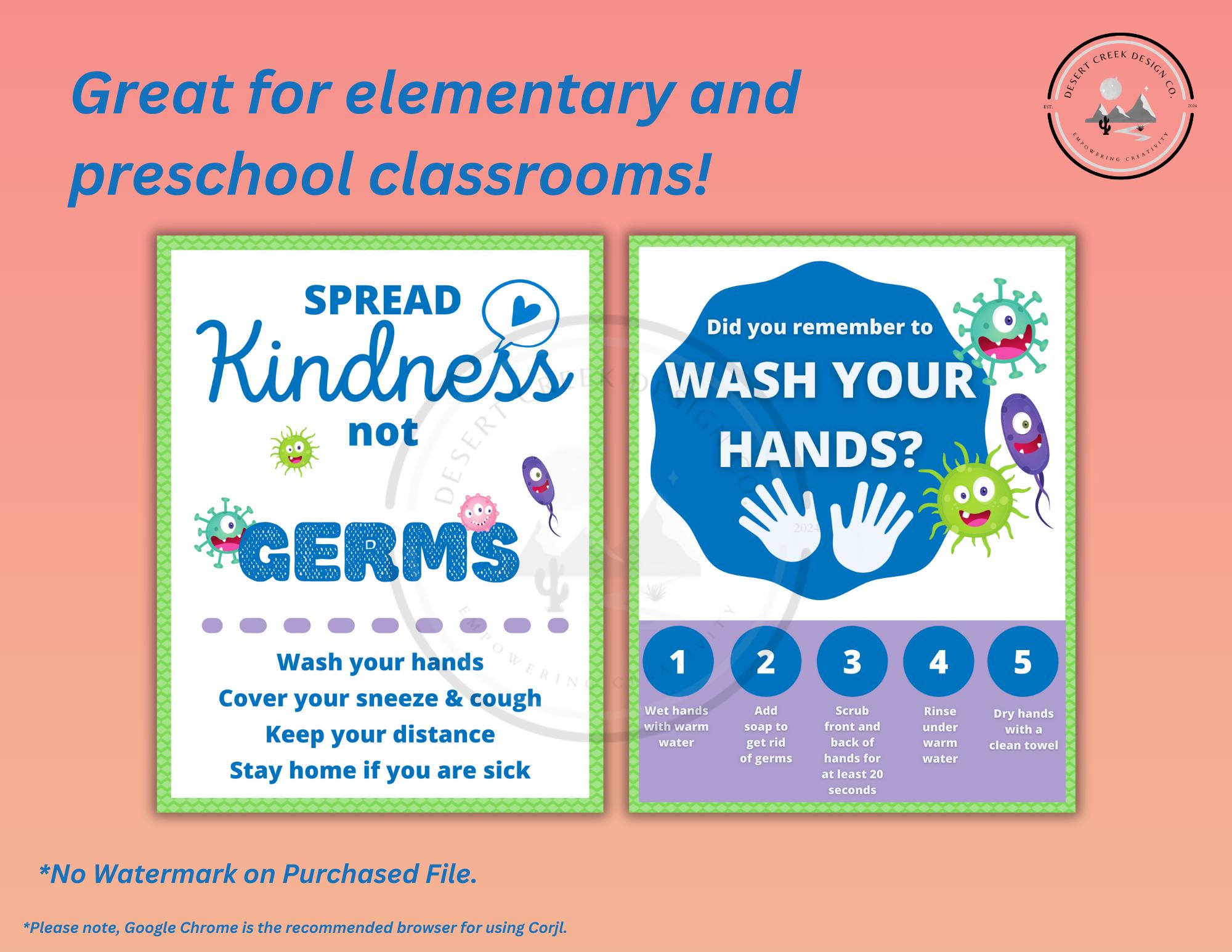 Handwashing Poster Handwashing Sign Elementary Classroom Poster ...