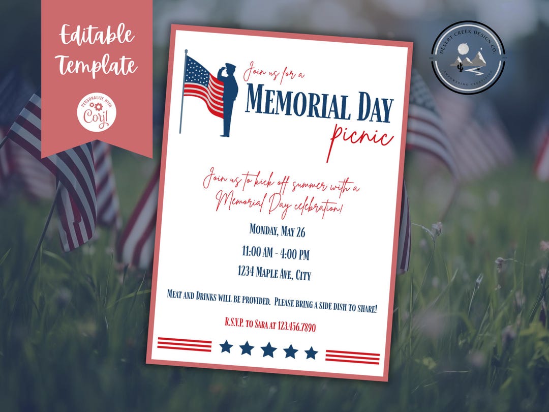 Memorial Day Picnic - Memorial Day Party - Memorial Day BBQ - Memorial ...