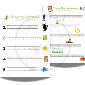 Preschool Sentence Tracing Worksheets: Kids Learning Activity (digital ...