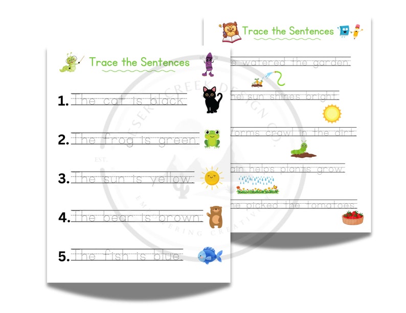 Preschool Sentence Tracing Worksheets: Kids Learning Activity (digital ...