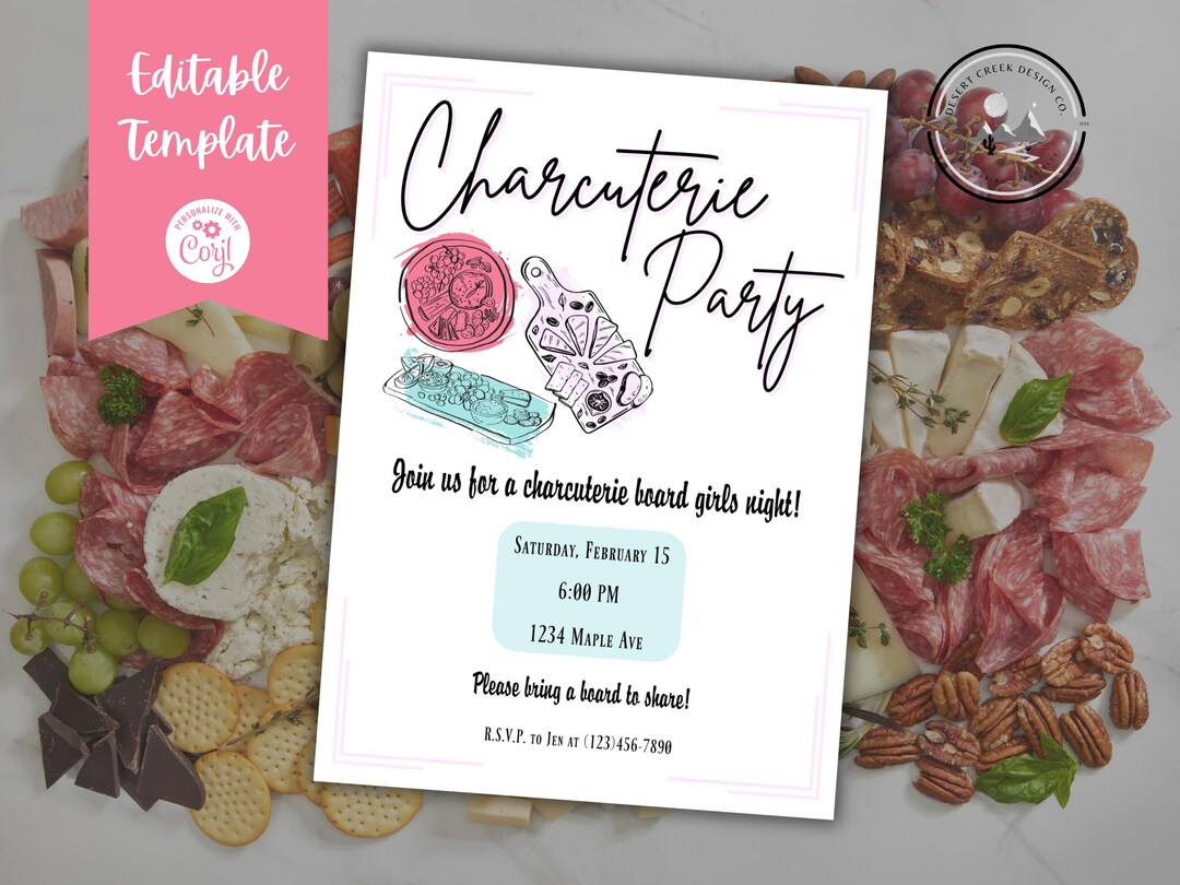 Charcuterie Board Party Invite - Charcuterie Board - BYOB Party ...