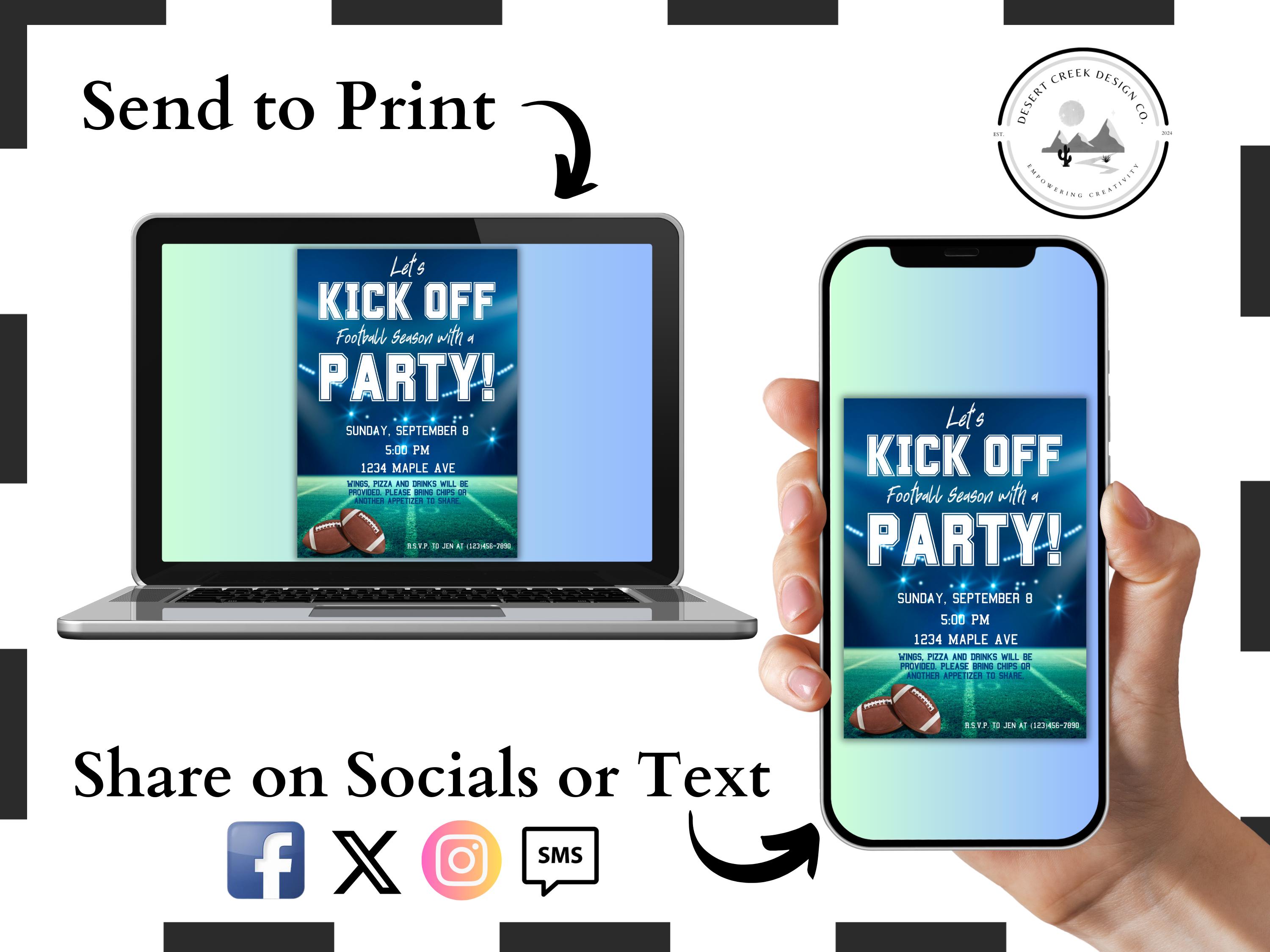 Football Party Invitation: Stadium Theme, Editable Template - Etsy