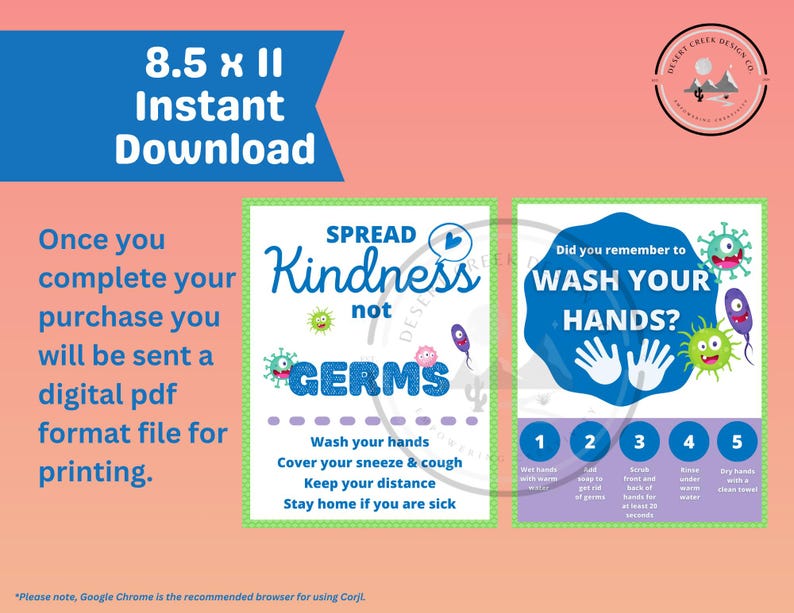 Classroom Handwashing Poster: Elementary & Preschool Sign (digital ...