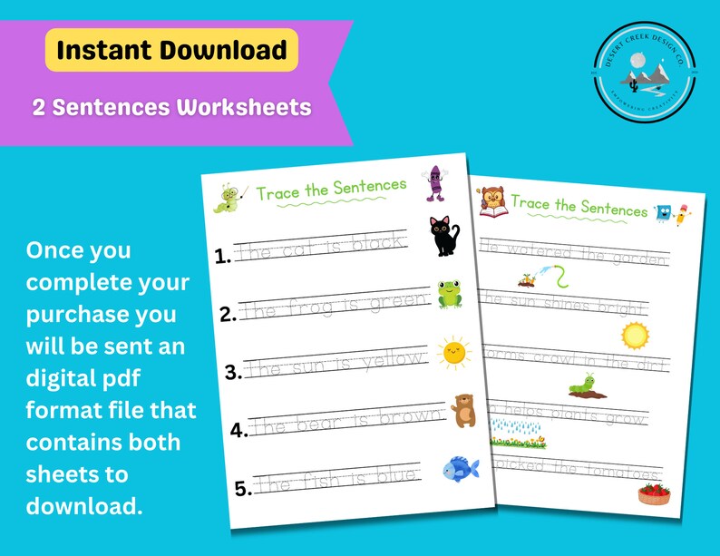 Preschool Sentence Tracing Worksheets Sentence Tracing Worksheets for ...