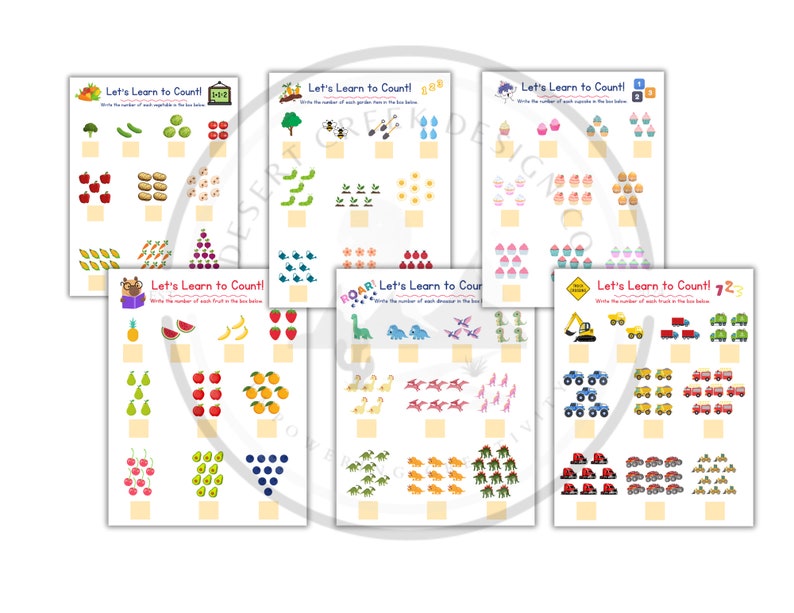 Preschool Counting Worksheet Bundle (digital Download) - Etsy