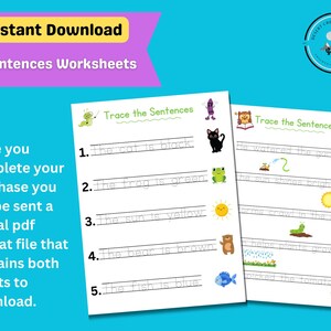 Preschool Sentence Tracing Worksheets: Kids Learning Activity (digital ...