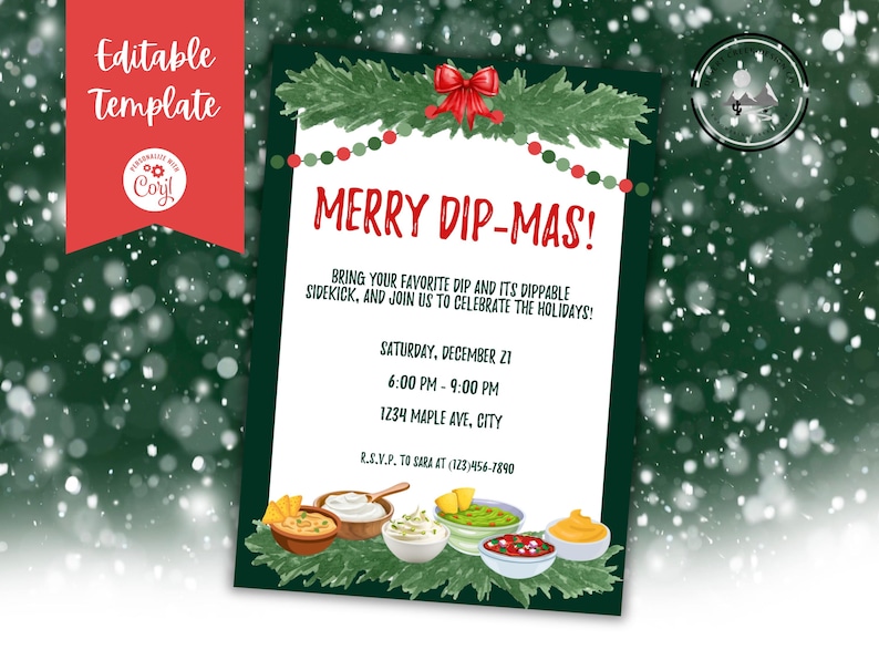 Dipsmas Party Invitation: Editable Christmas Holiday Invite (digital ...