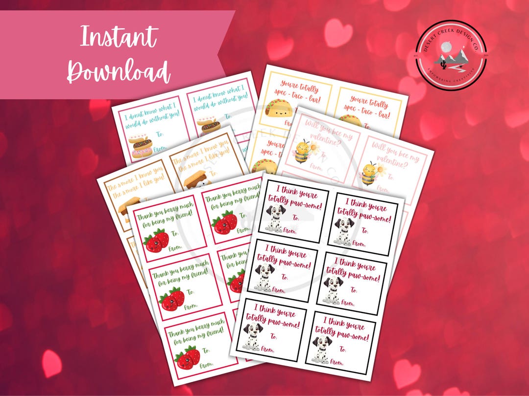 Printable Punny Valentine's Day Cards for Kids (instant Download) - Etsy