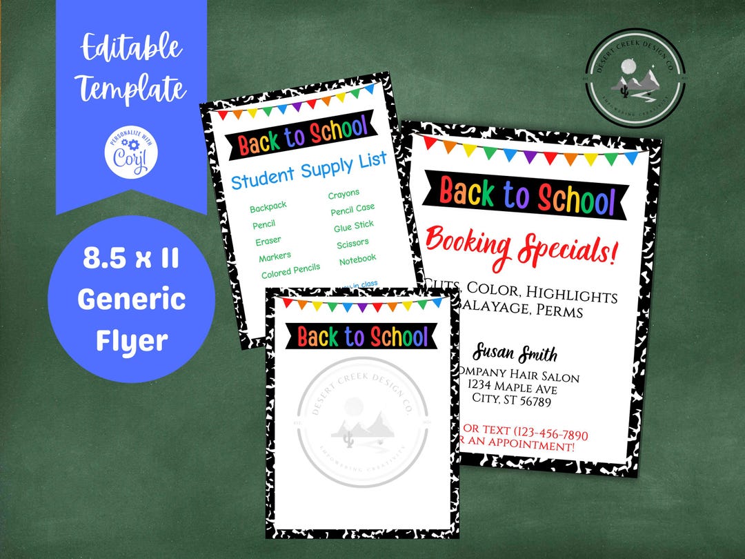 Editable Back to School Flyer Template: 8.5x11 (digital File) - Etsy