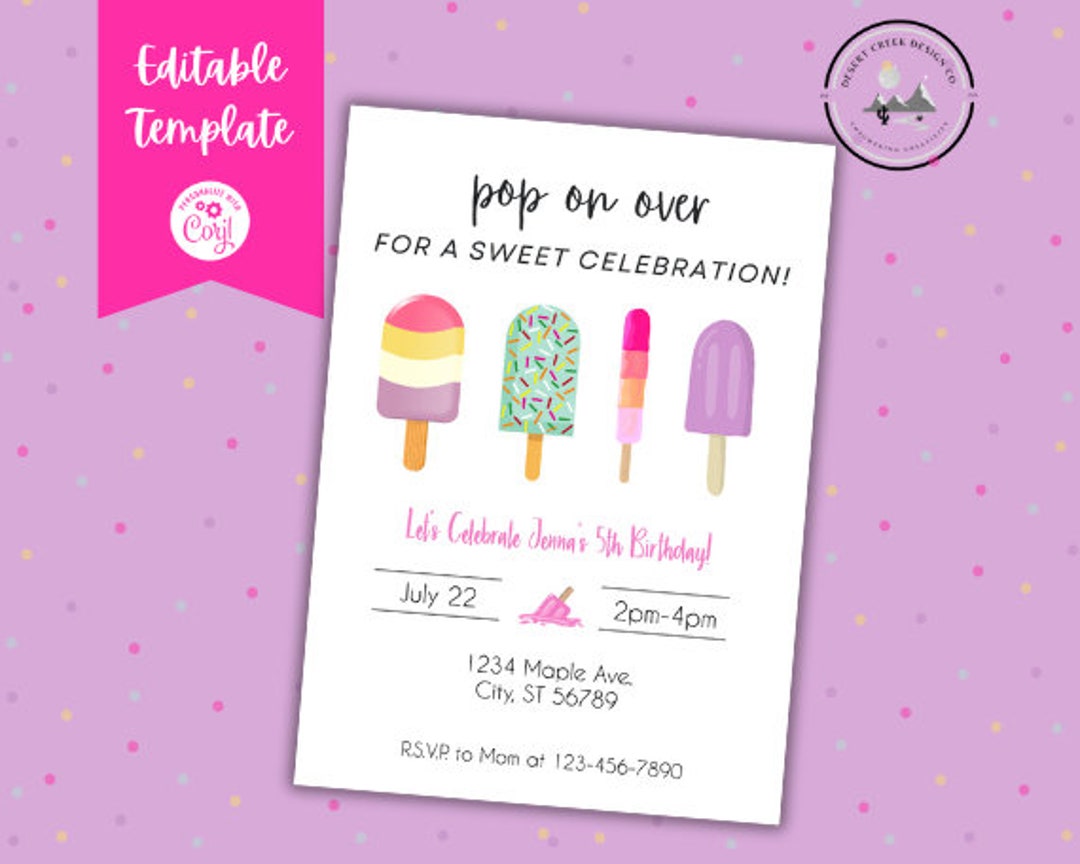 Popsicle Birthday Party Invite - Popsicle Birthday Invitation ...