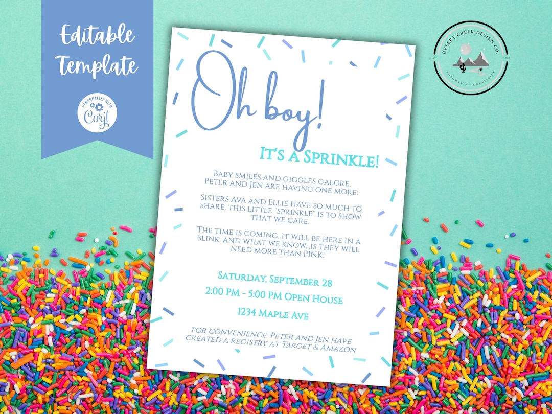 Baby Sprinkle Invitation Boy: Editable Template (digital Download) - Etsy