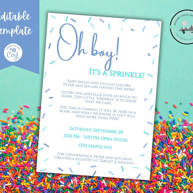 Sprinkle Invitation Boy - Etsy