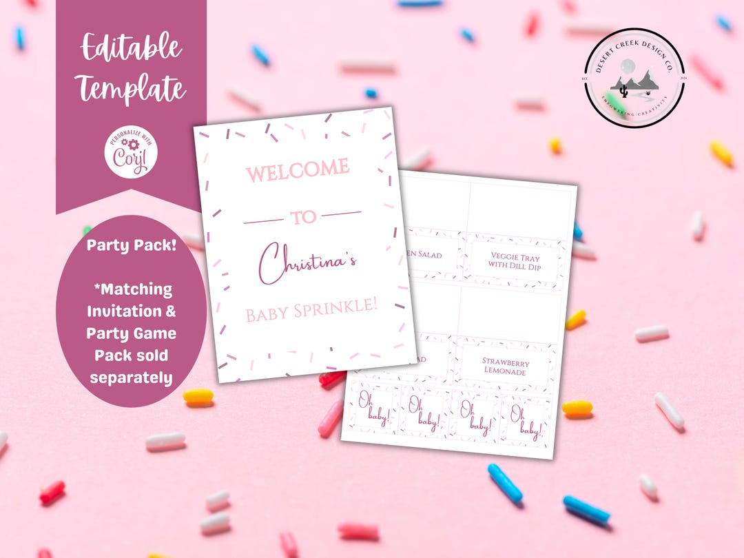 Baby Sprinkle Party Pack: Editable Sign, Table Tents (digital Download ...