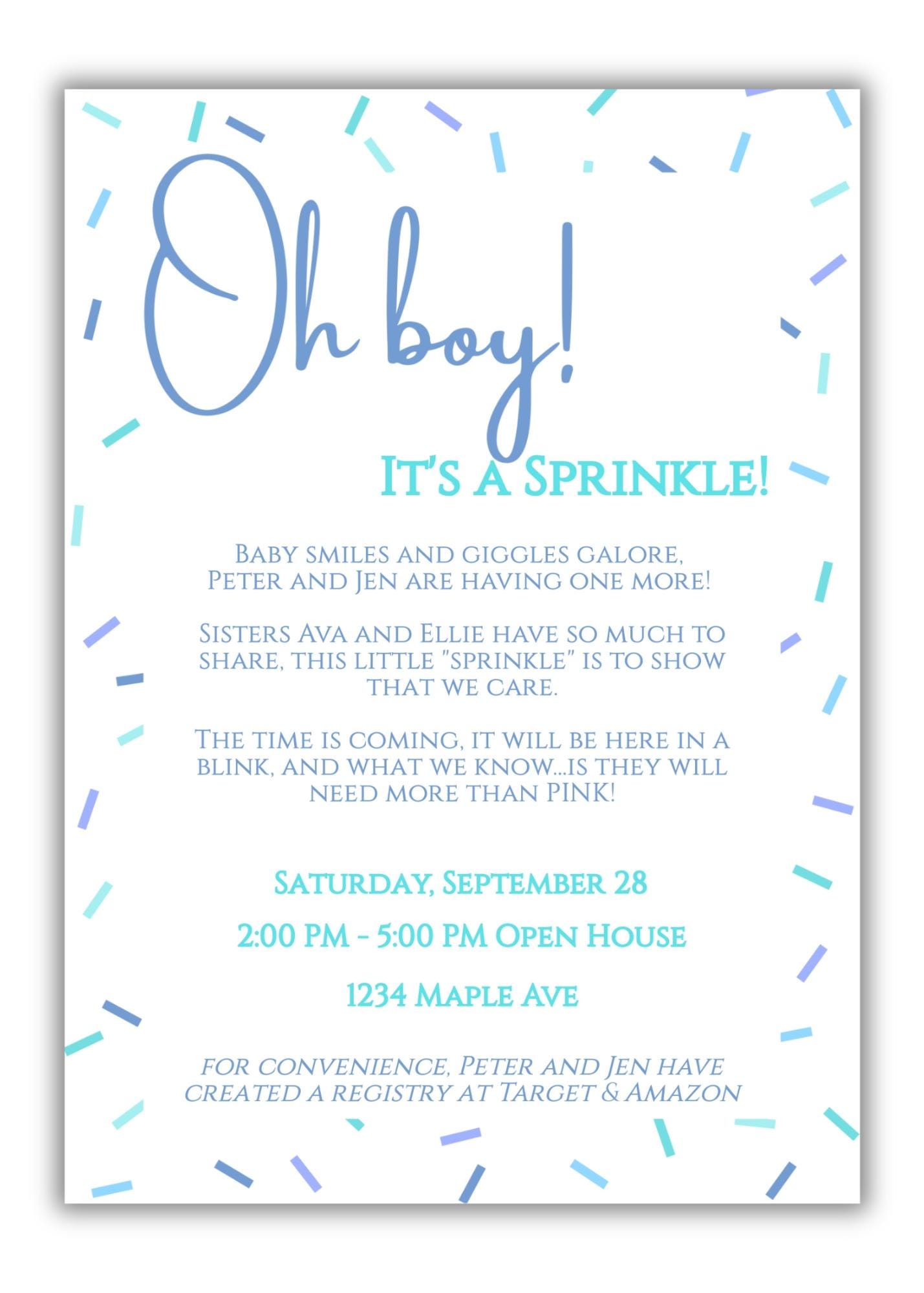 Baby Sprinkle Invitation Boy: Editable Template (digital Download) - Etsy