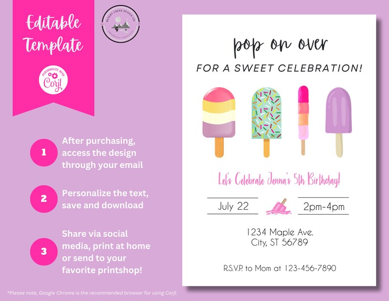 Popsicle Birthday Party Invite Popsicle Birthday Invitation Popsicle ...